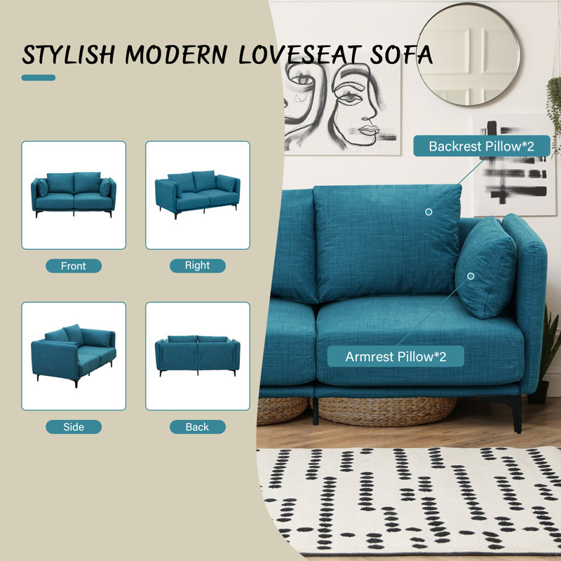 Wrought Studio™ Robelmont 56.69'' Fixed Loveseat & Reviews | Wayfair